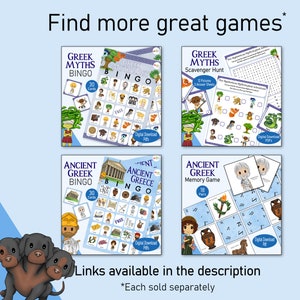 Greek Mythology Memory Game, a Printable Ancient Greece Picture ...
