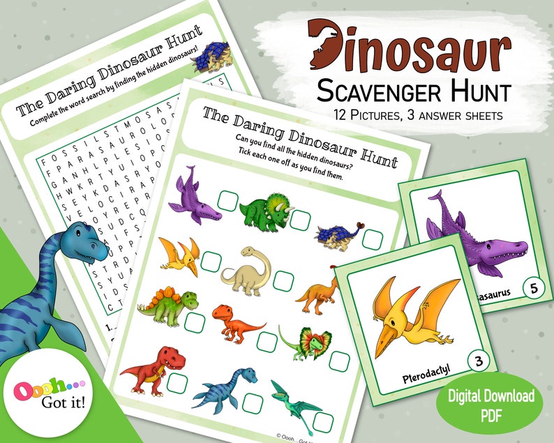 Dinosaur Picture Scavenger Hunt a Printable Jurassic Picture - Etsy