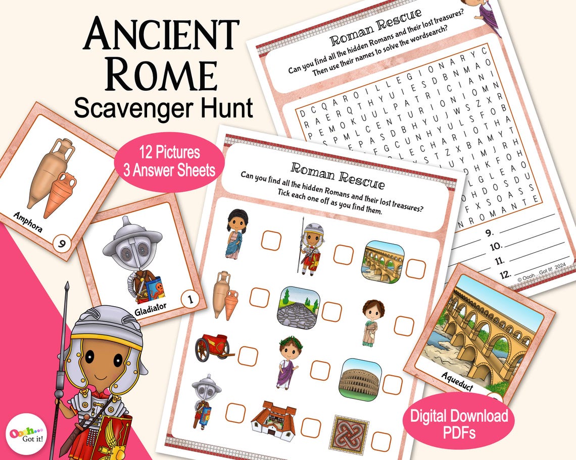 Ancient Rome Scavenger Hunt, a Printable History Game, for a Roman ...