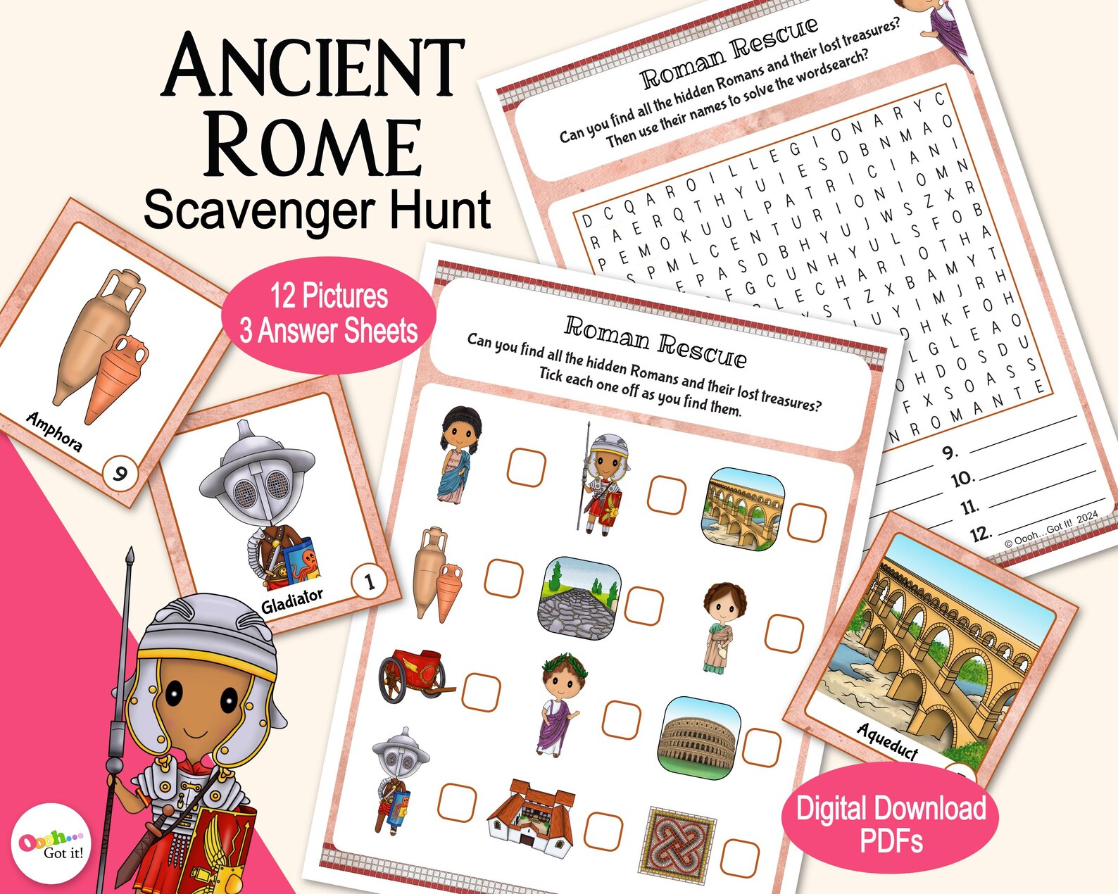 Ancient Rome Scavenger Hunt, a Printable History Game, for a Roman ...