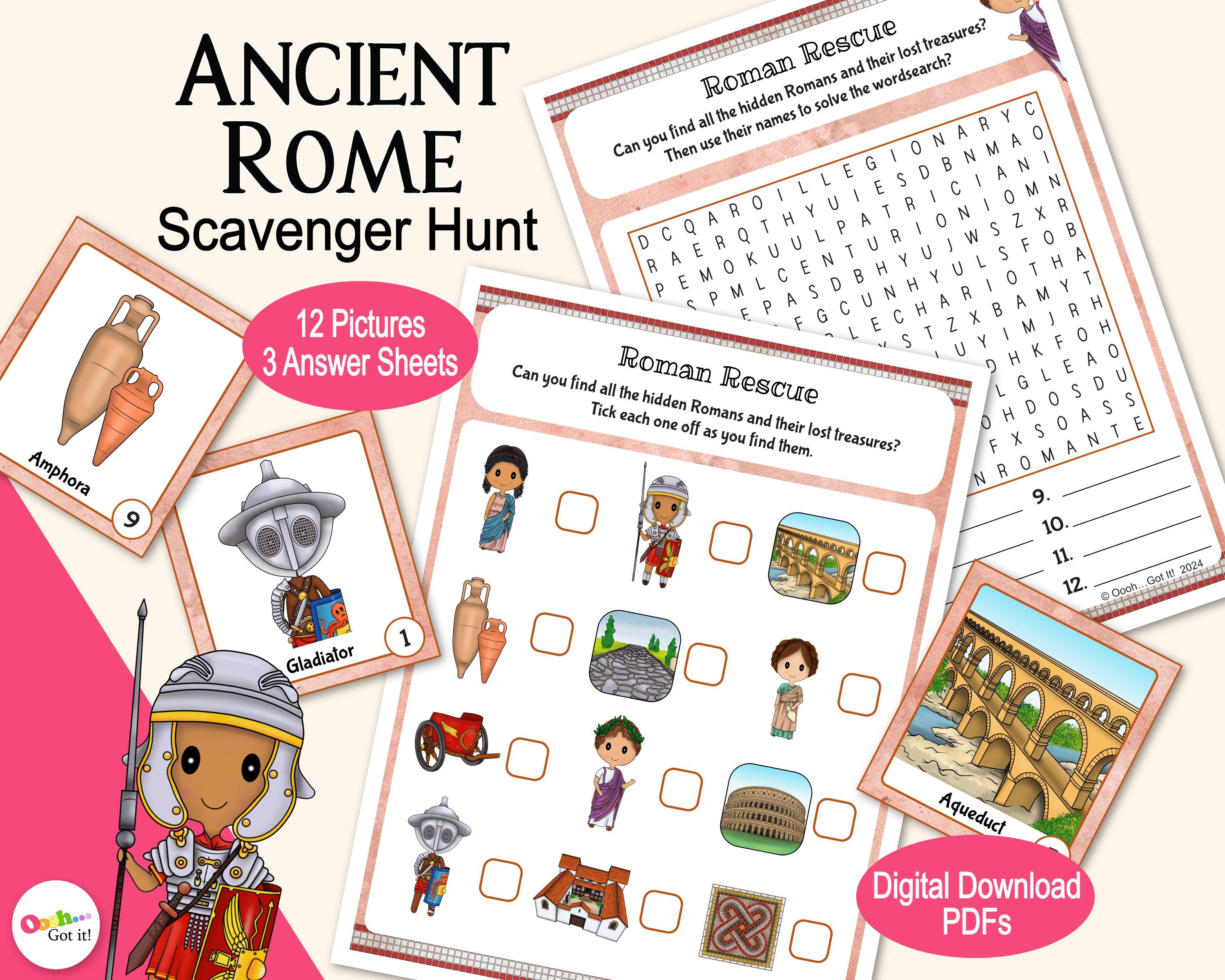 Ancient Rome Scavenger Hunt, a Printable History Game, for a Roman ...