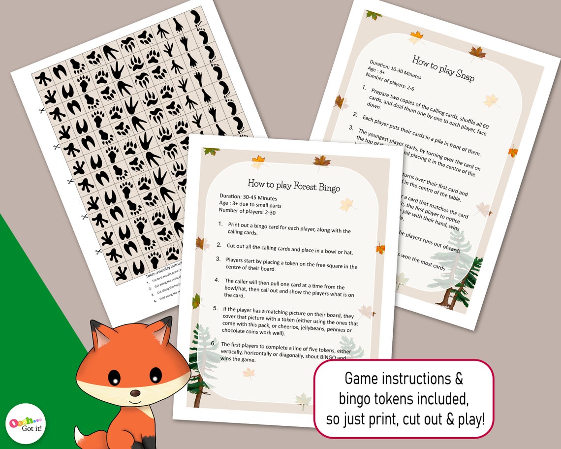 Woodland Animal Bingo Cards, a Printable Autumn Forest Game, for a ...