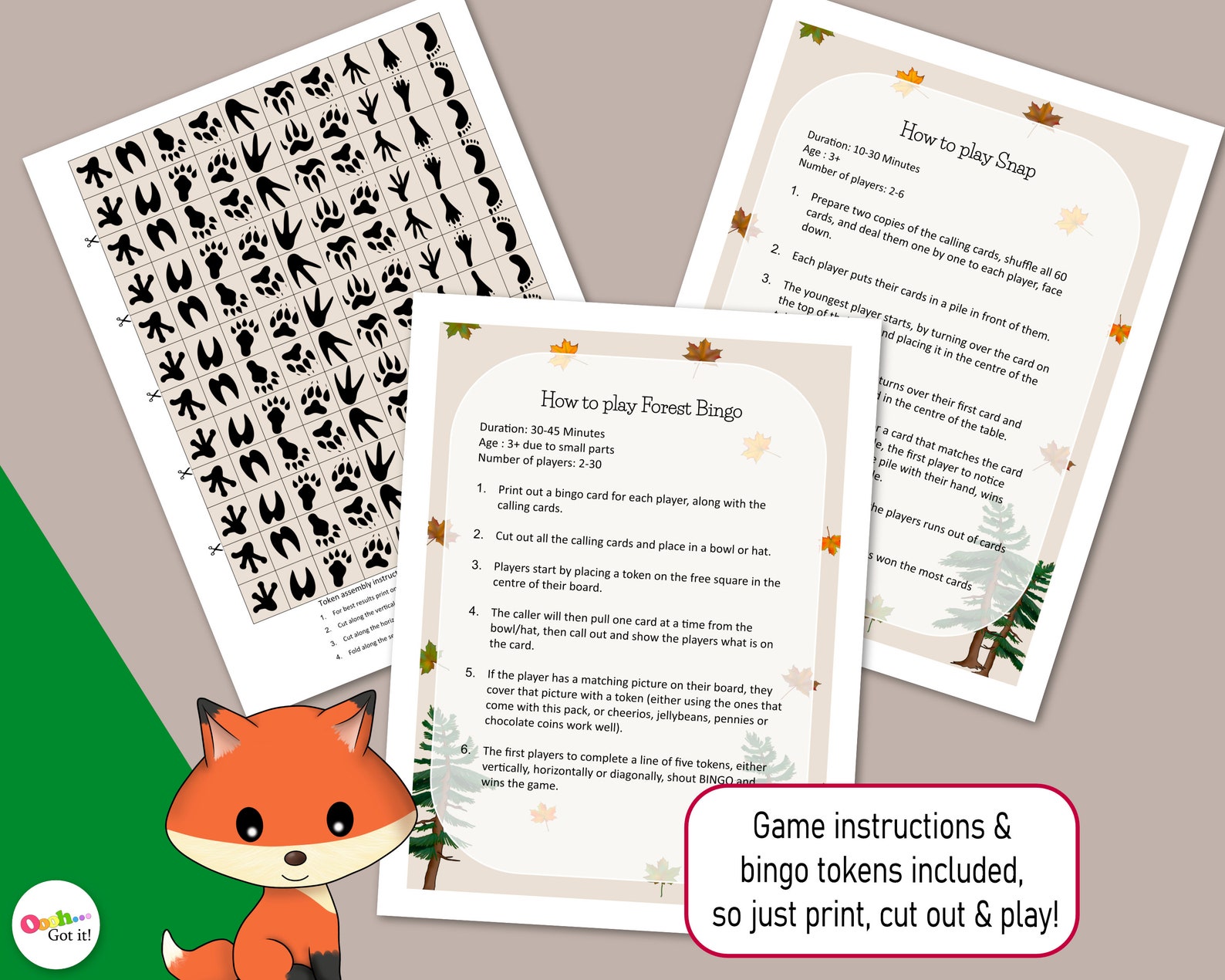 Woodland Animal Bingo Cards, a Printable Autumn Forest Game, for a ...