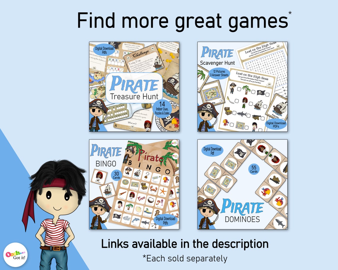 Pirate Memory Card Game, a Printable Picture Matching Game for Toddlers ...