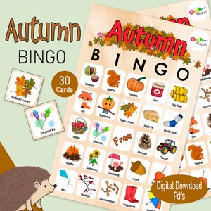 Autumn Bingo Cards a Fall Printable Kids Activity a - Etsy