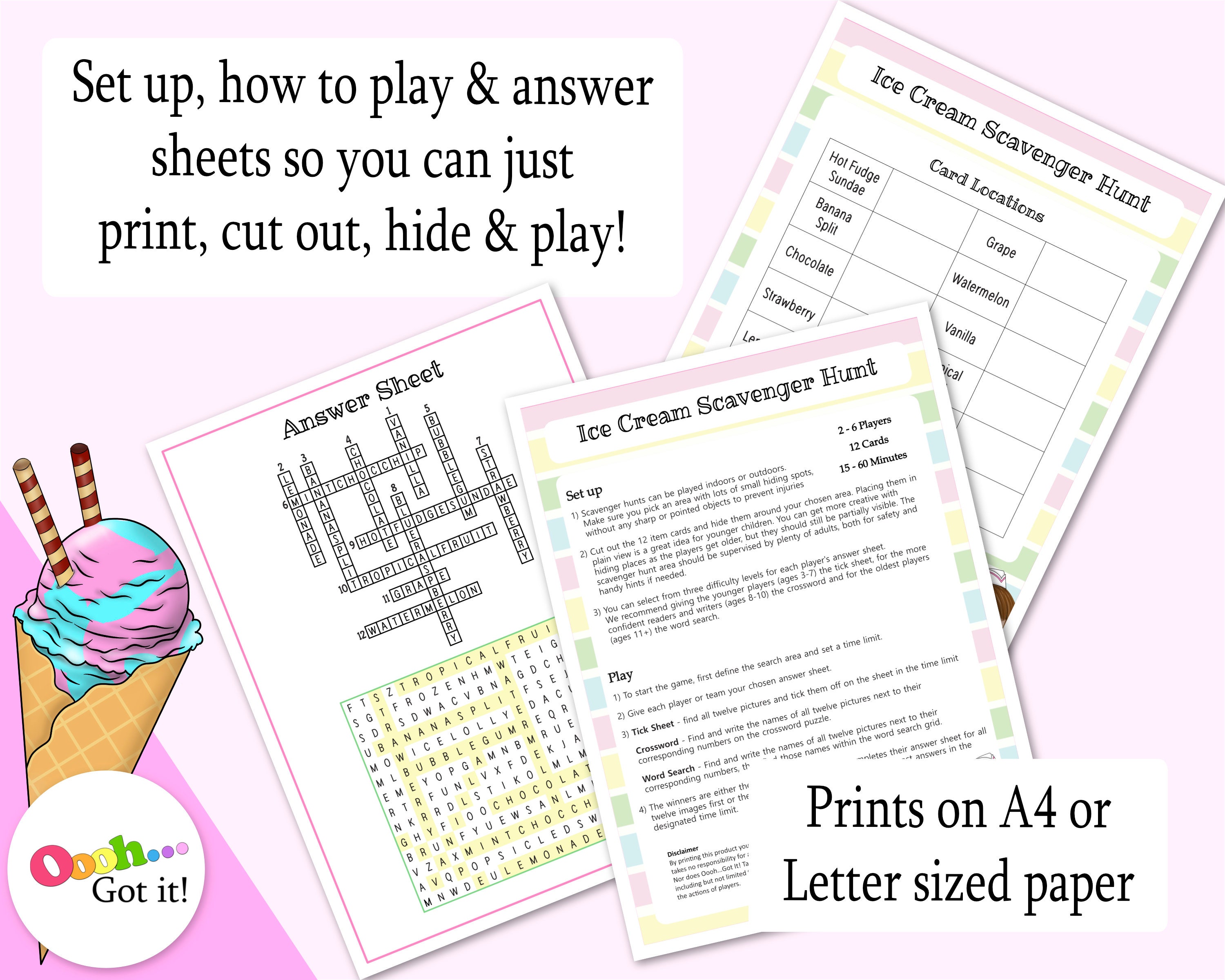 Ice Cream Picture Scavenger Hunt a Printable Sweet Party - Etsy