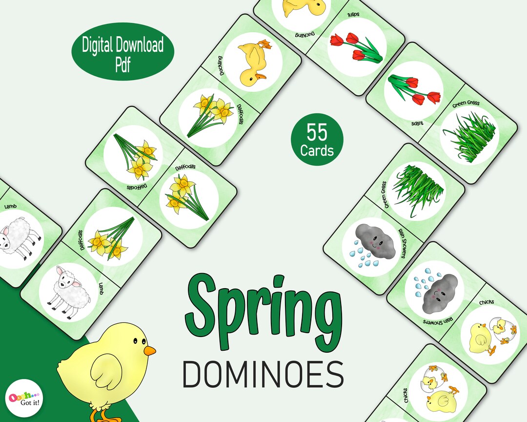 Spring Picture Dominoes, a Printable Kids Game, a Spring Flower ...