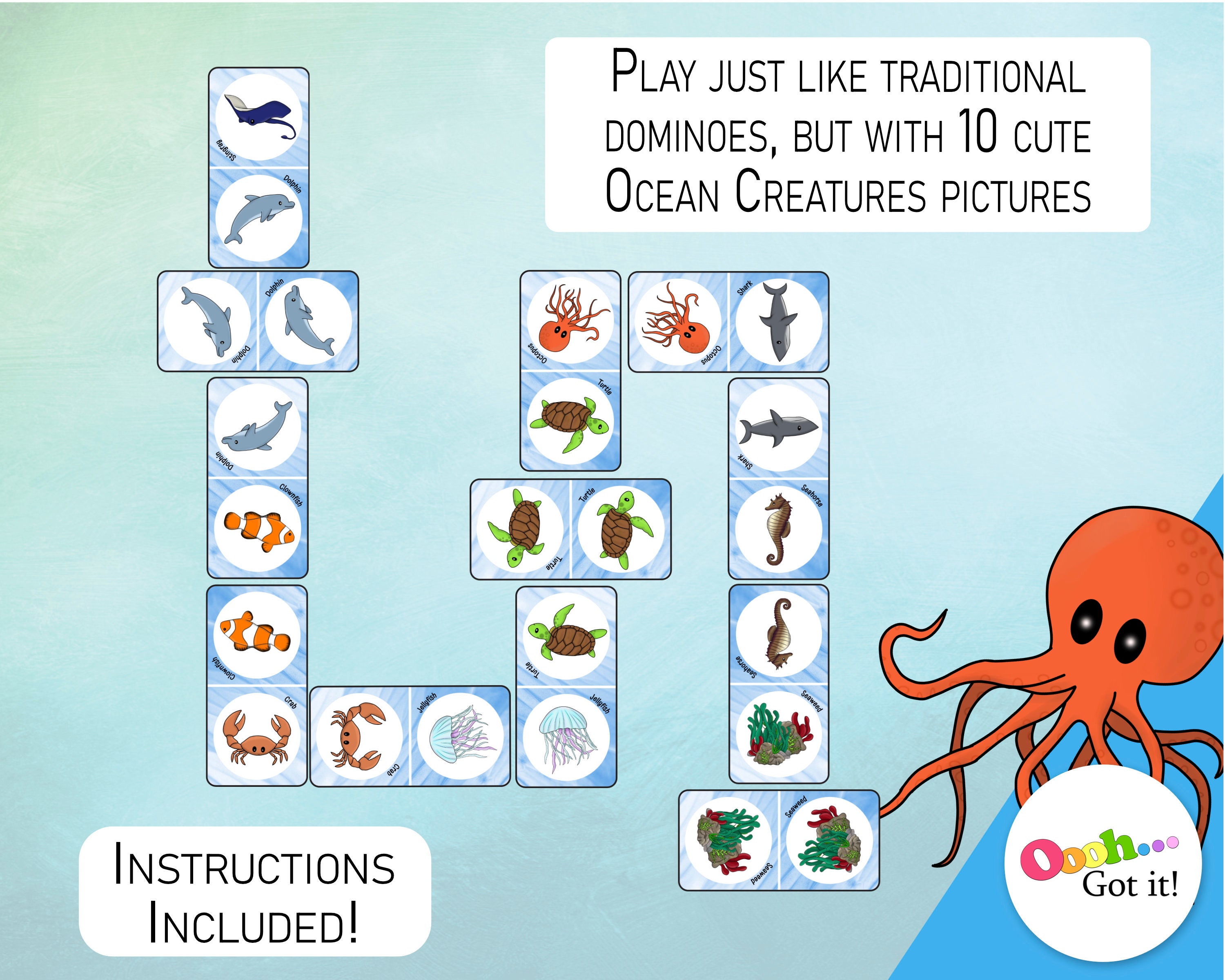 Under the Sea Dominoes a Printable Ocean Party Favor Summer - Etsy UK