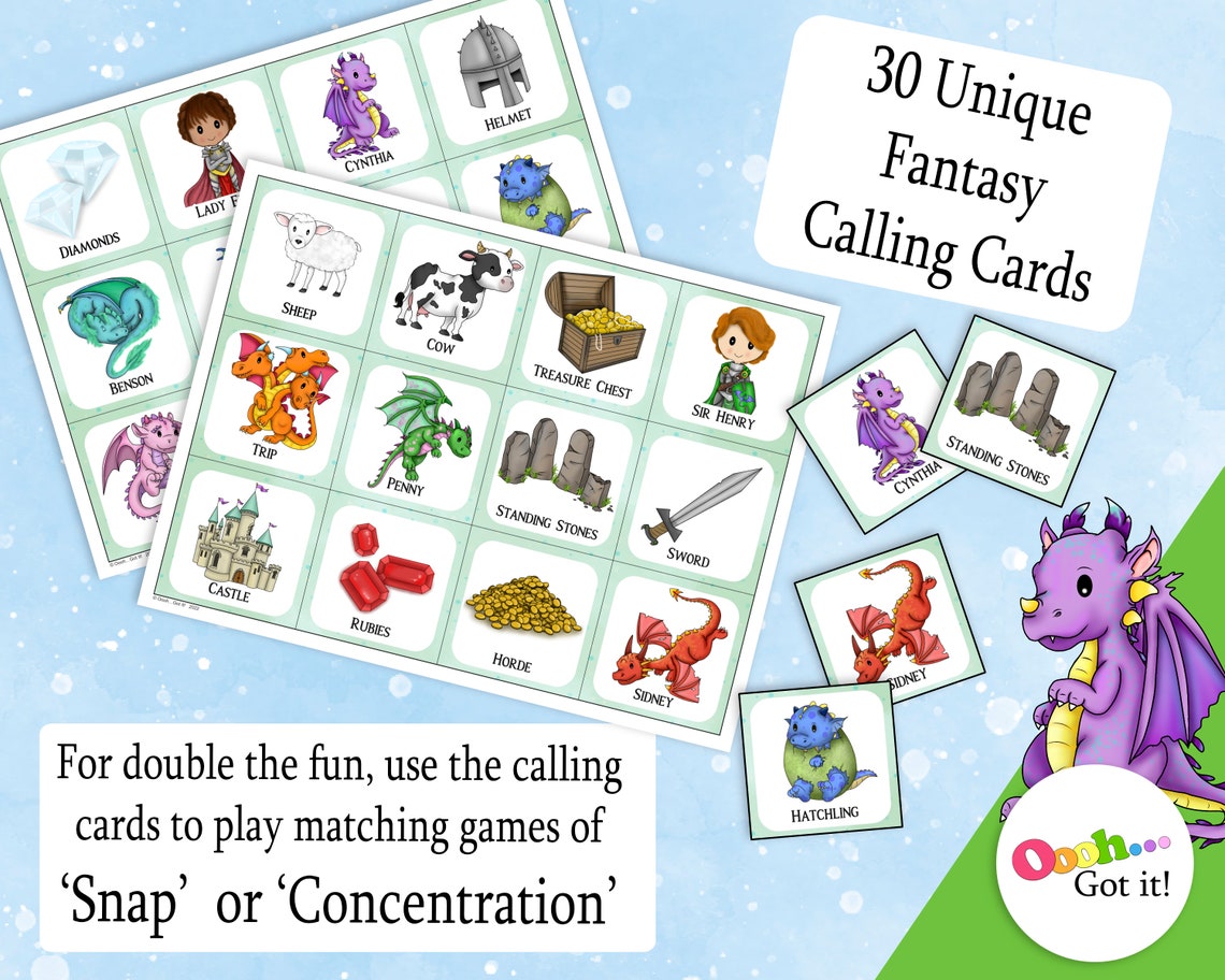 Dragons Bingo 30 Printable Bingo Cards a Fantasy Dragon & - Etsy UK