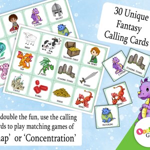 Dragons Bingo 30 Printable Bingo Cards a Fantasy Dragon & - Etsy UK