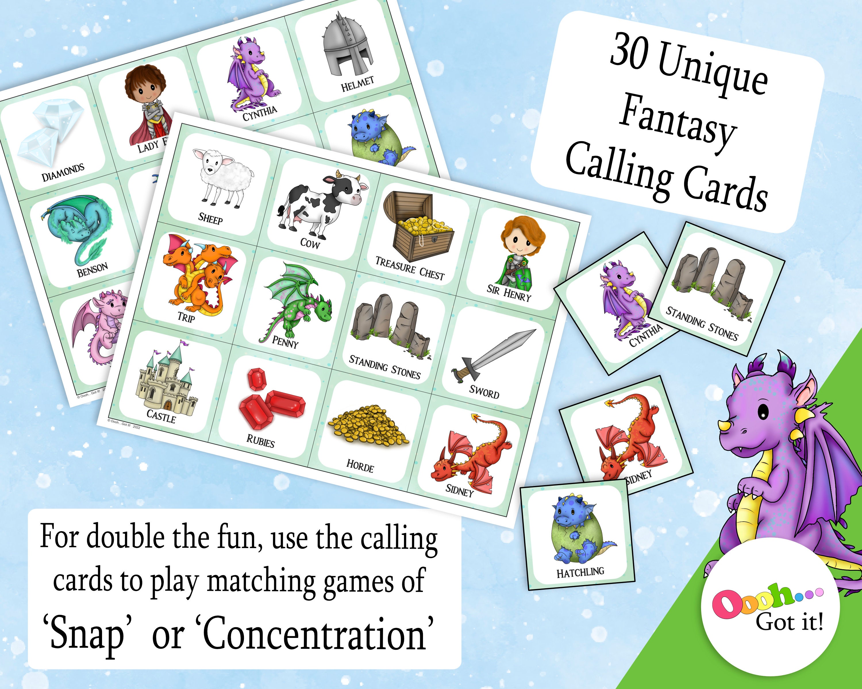 Dragons Bingo 30 Printable Bingo Cards a Fantasy Dragon & - Etsy UK