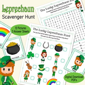 St Patrick's Day Scavenger Hunt, a Printable Leprechaun Picture ...
