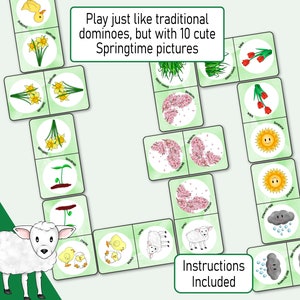 Spring Picture Dominoes, a Printable Kids Game, a Spring Flower ...