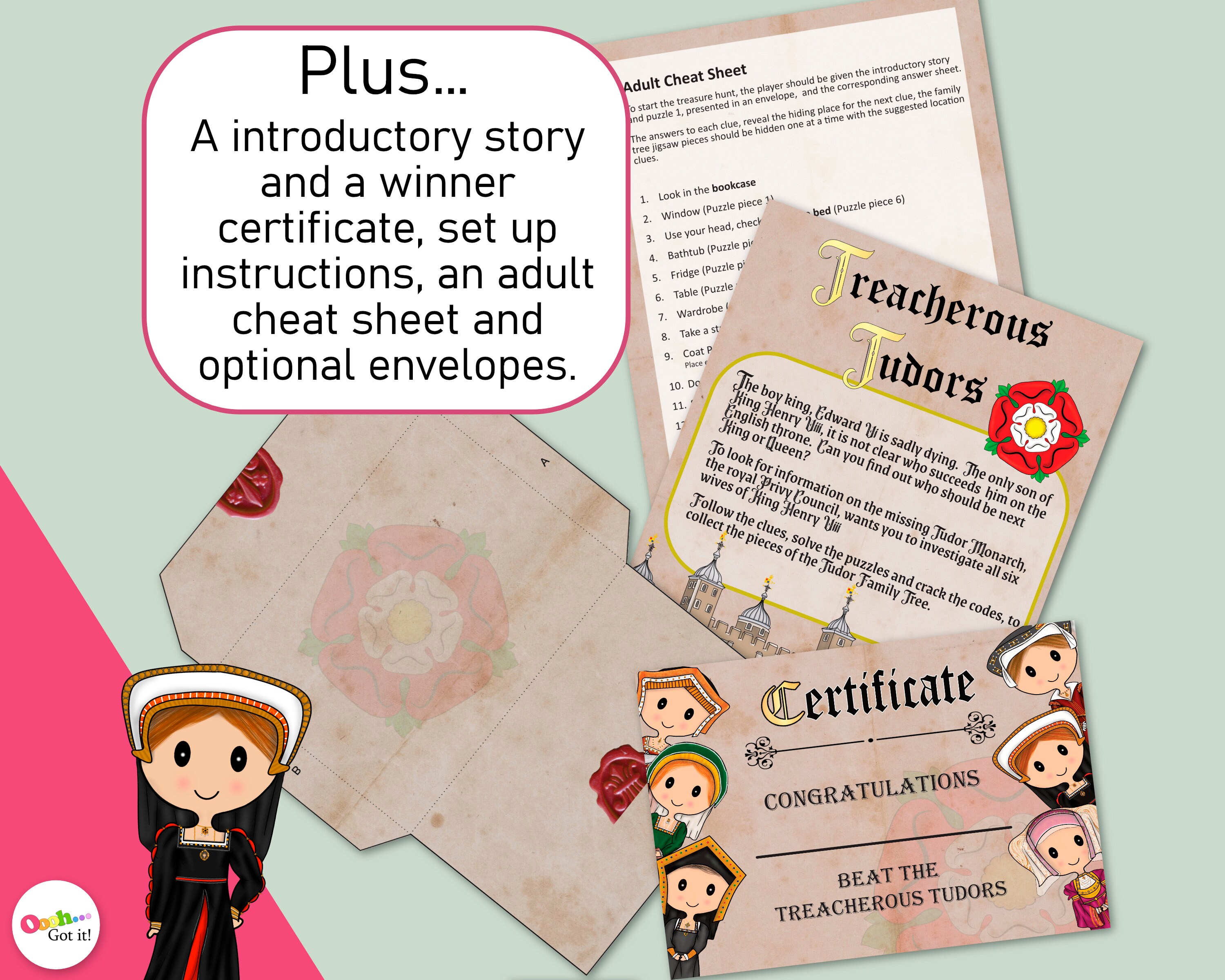 Tudor Treasure Hunt, a British History Educational Party Game, a ...