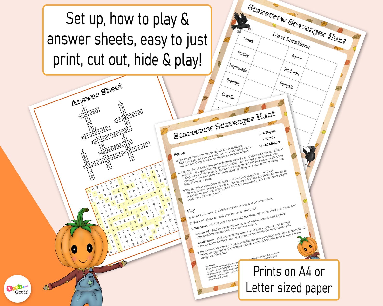 Scarecrow Scavenger Hunt, a Printable Fall Picture Game, for ...