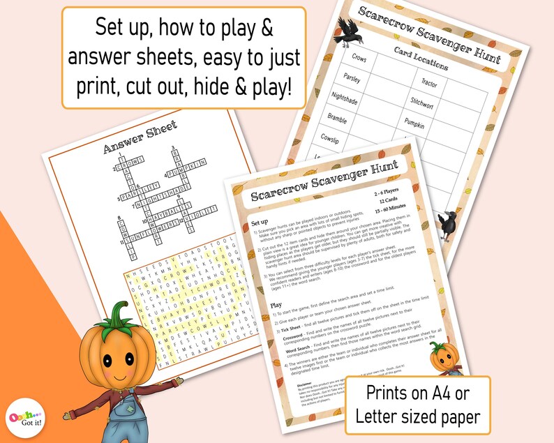 Scarecrow Scavenger Hunt, a Printable Fall Picture Game, for ...