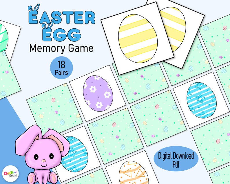 Easter Egg Memory Card Game, a Printable Picture Matching Family Game ...