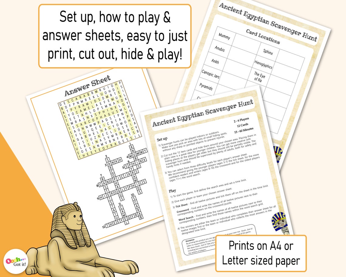 Ancient Egypt Picture Scavenger Hunt, a Printable Egyptian Family Game ...