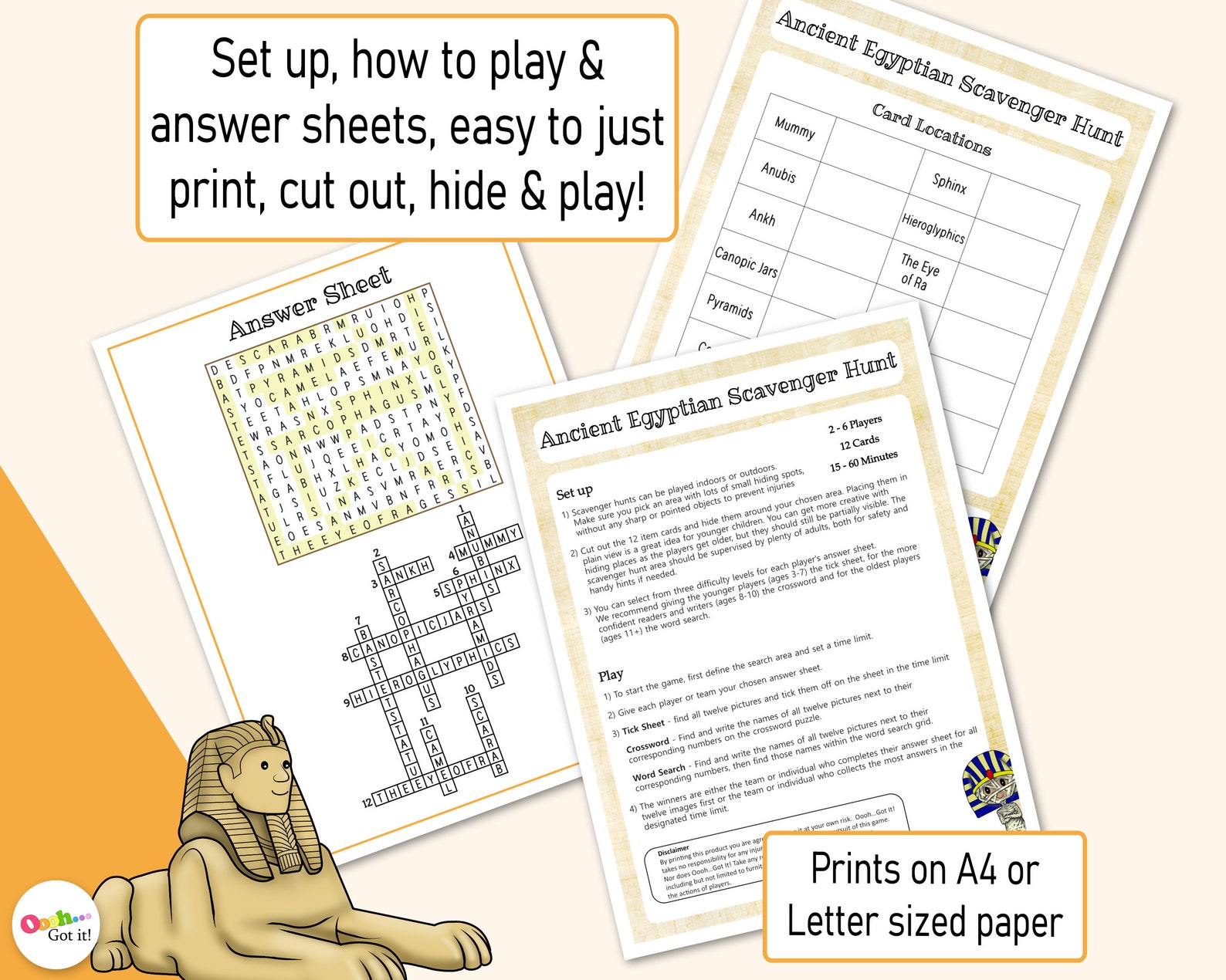 Ancient Egypt Picture Scavenger Hunt, a Printable Egyptian Family Game ...