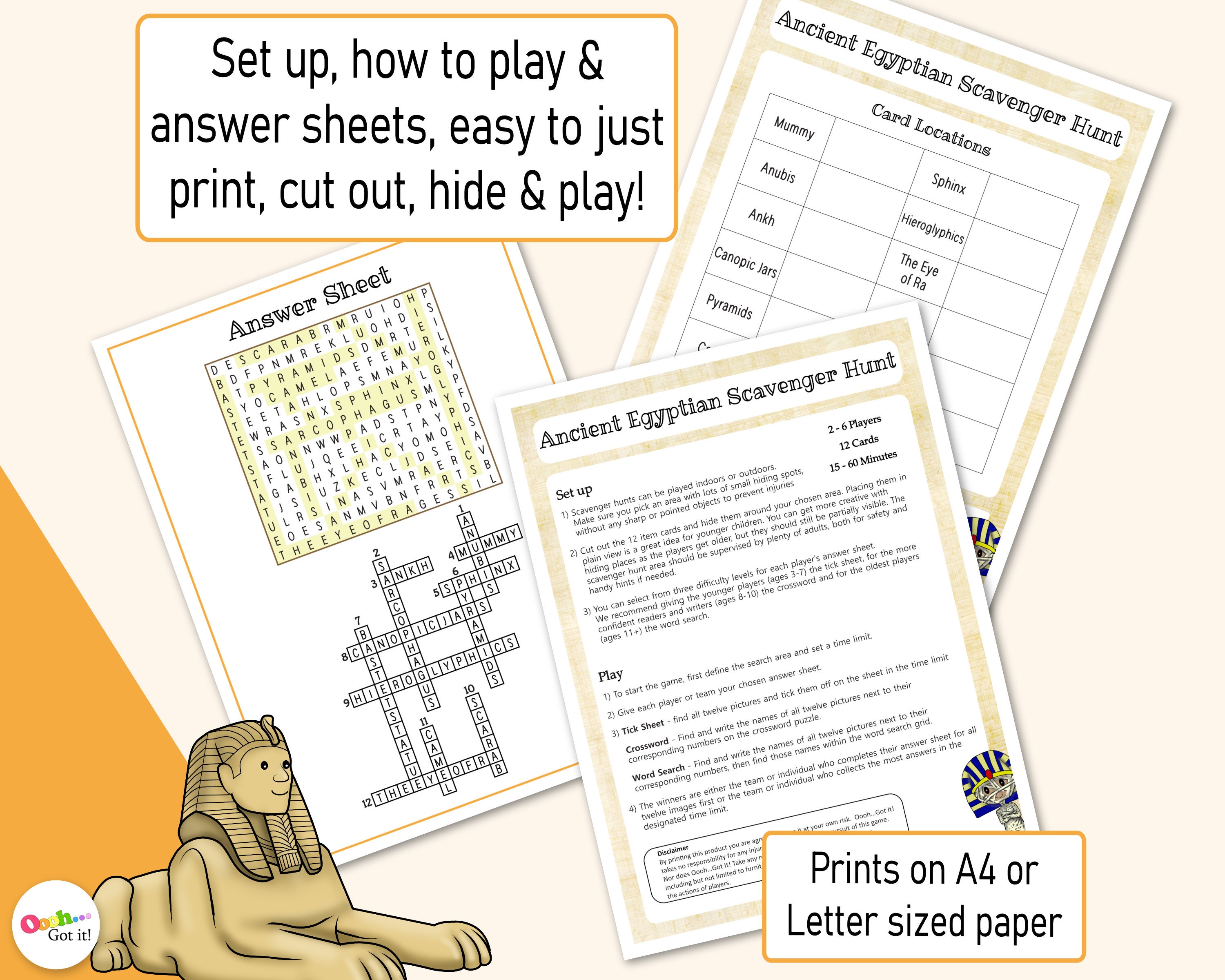Ancient Egypt Picture Scavenger Hunt, a Printable Egyptian Family Game ...