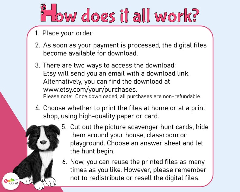Dog Scavenger Hunt, a Printable Puppy Picture Matching Game, Hide ...