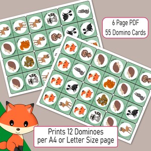 Woodland Animals Dominoes, a Printable Autumn Tile Game for Kids, a ...