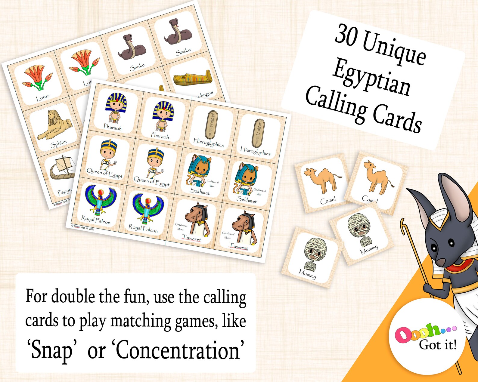 Ancient Egyptian Bingo Cards a printable party game kids | Etsy