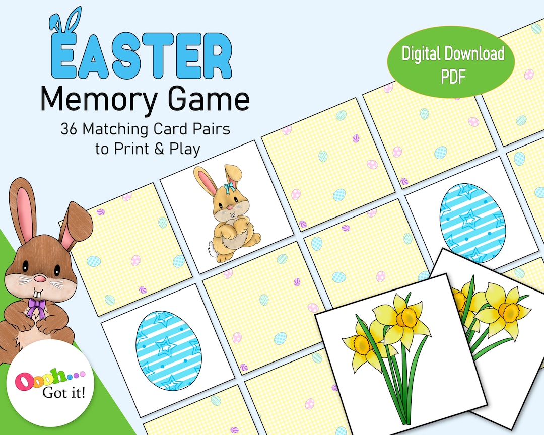 Easter Memory Card Game a Printable Quiet Time Picture - Etsy