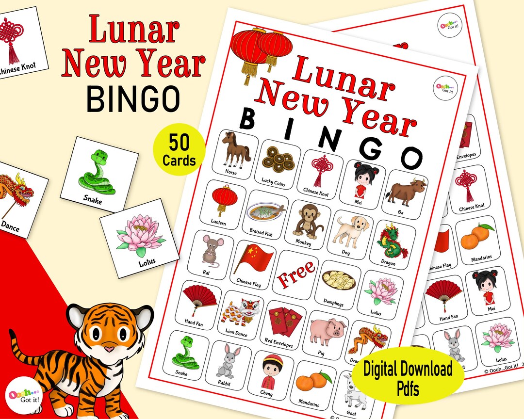 Lunar New Year Bingo – Printable Chinese New Year Game for Kids, Zodiac ...