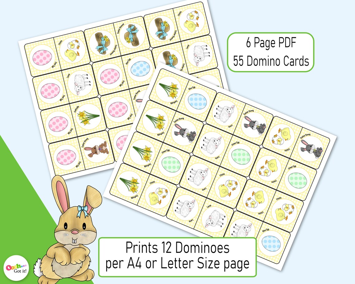 Easter Picture Dominoes, a Printable Party Game, Pre-school Activity ...