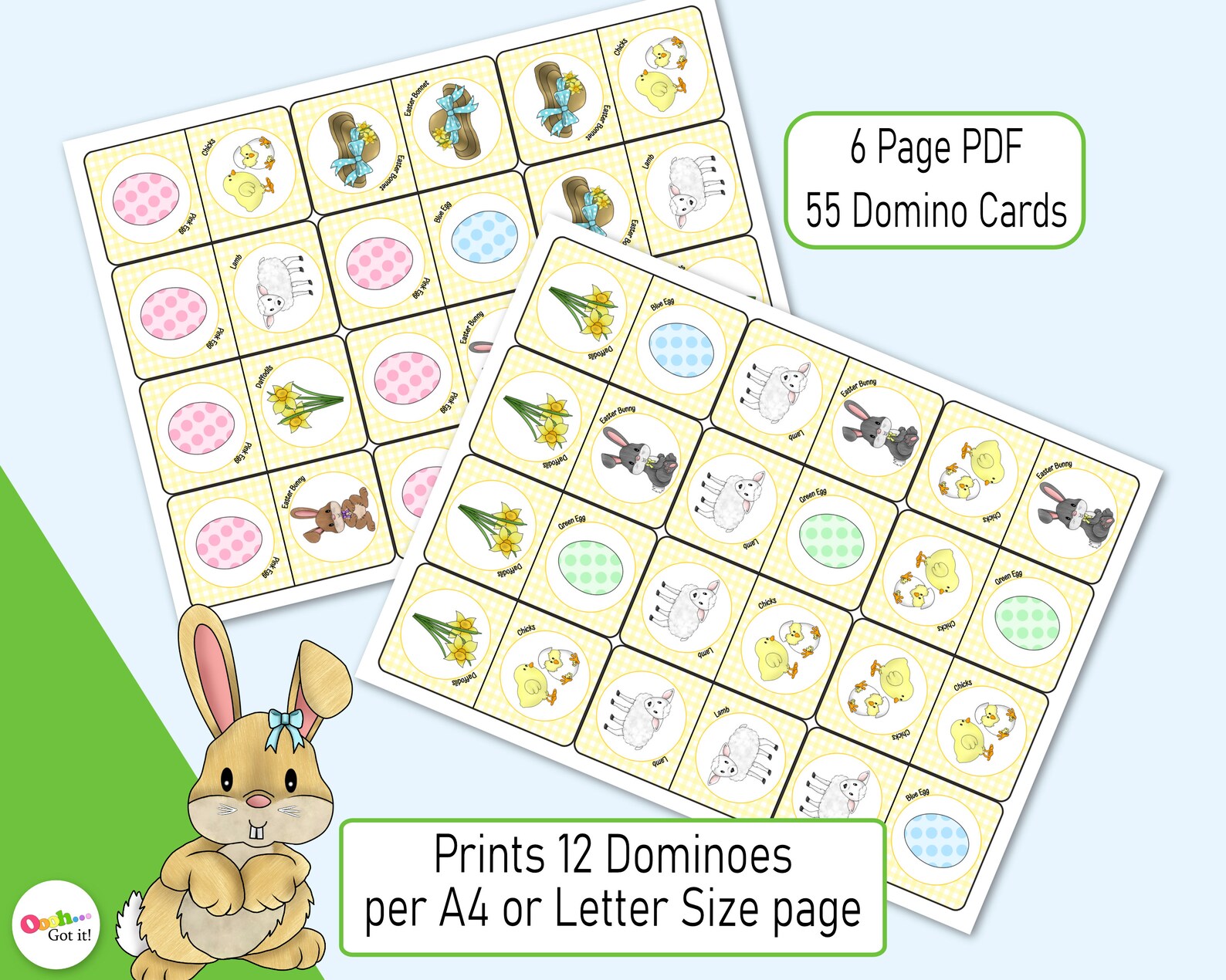 Easter Picture Dominoes, a Printable Party Game, Pre-school Activity ...