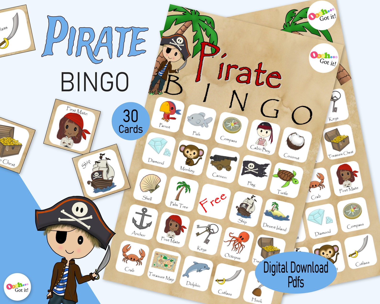 Pirate Bingo Game a Printable Kids Activity for a Pirate - Etsy UK