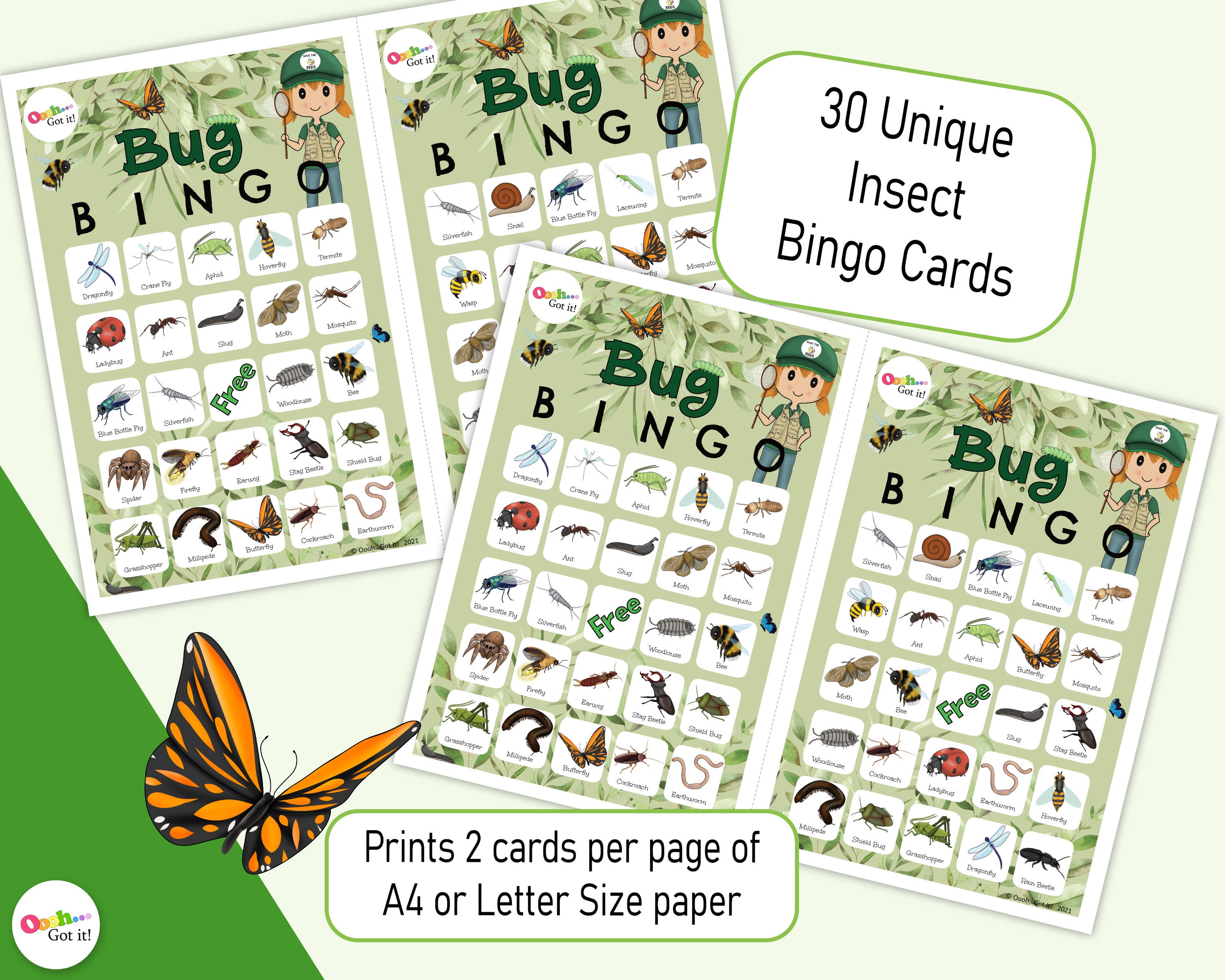 Bug Bingo, a Printable Creepy Crawler Party Game, a Insect Hunter ...