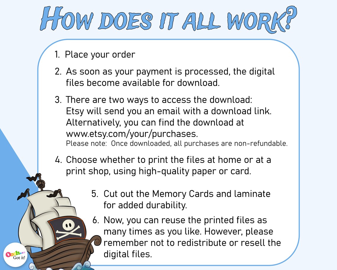 Pirate Memory Card Game, a Printable Picture Matching Game for Toddlers ...