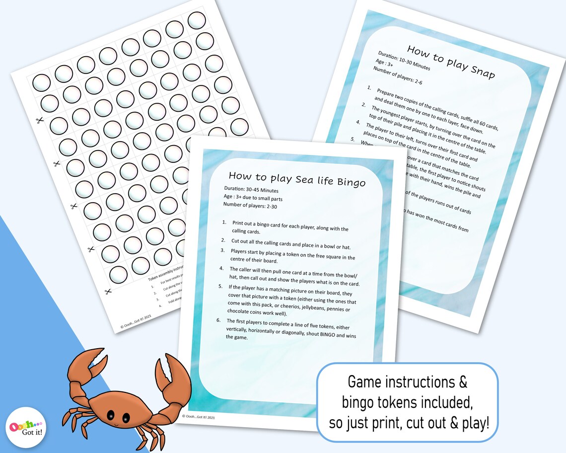 Under the Sea Bingo Game, a Printable Ocean Animals Kids Activity, for ...
