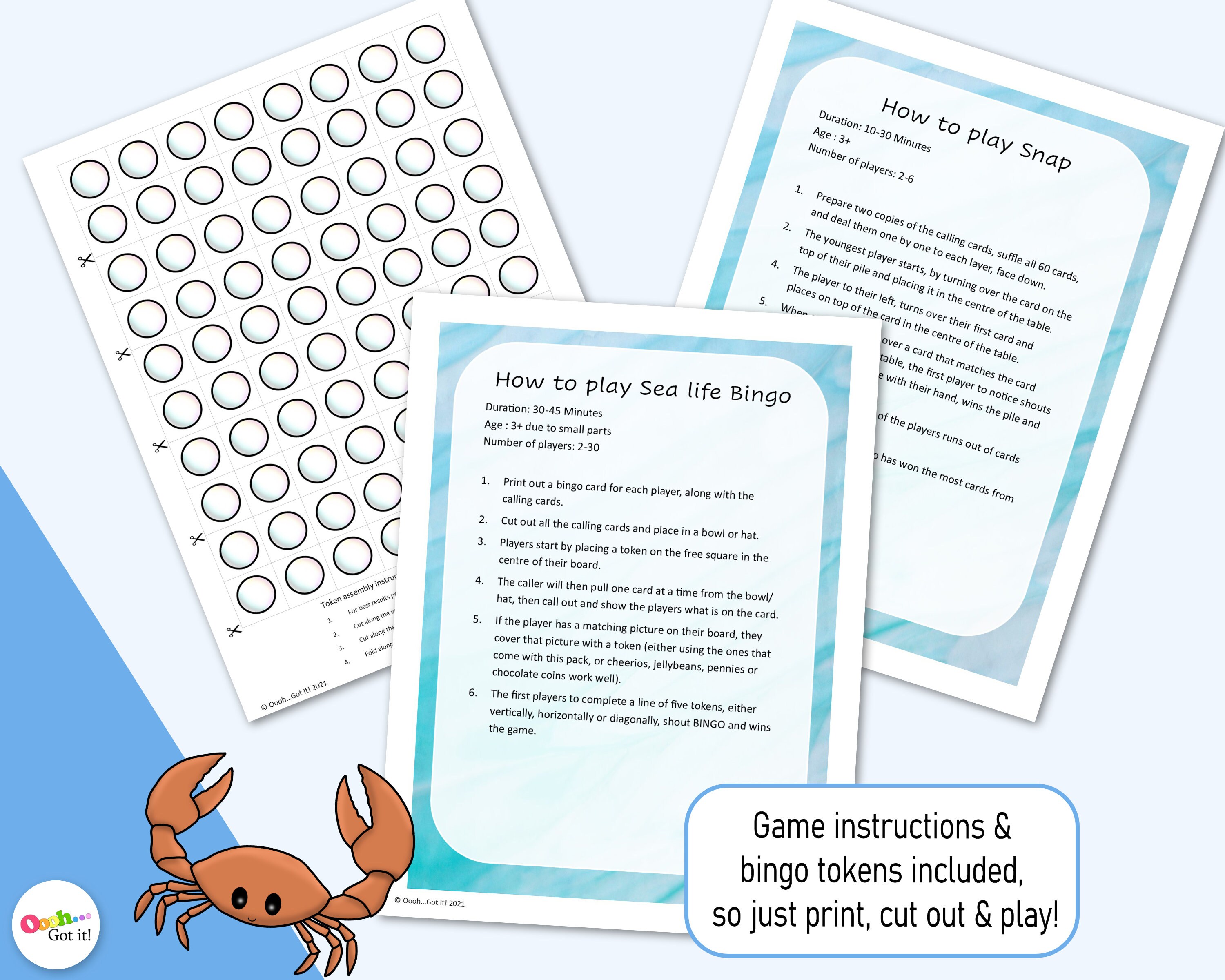 Under the Sea Bingo Game, a Printable Ocean Animals Kids Activity, for ...