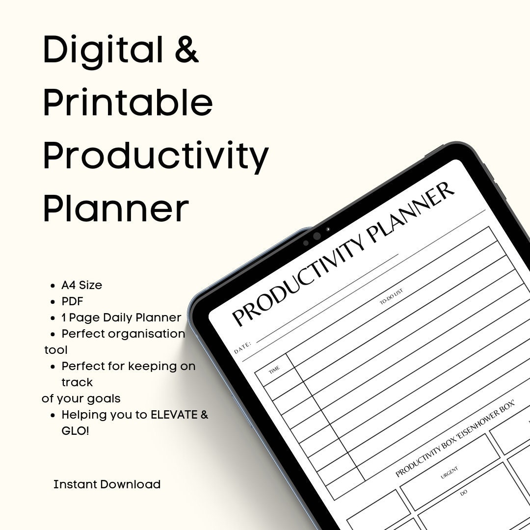 Productivity Planner, Instant Download, Printable Planner, Goodnotes ...