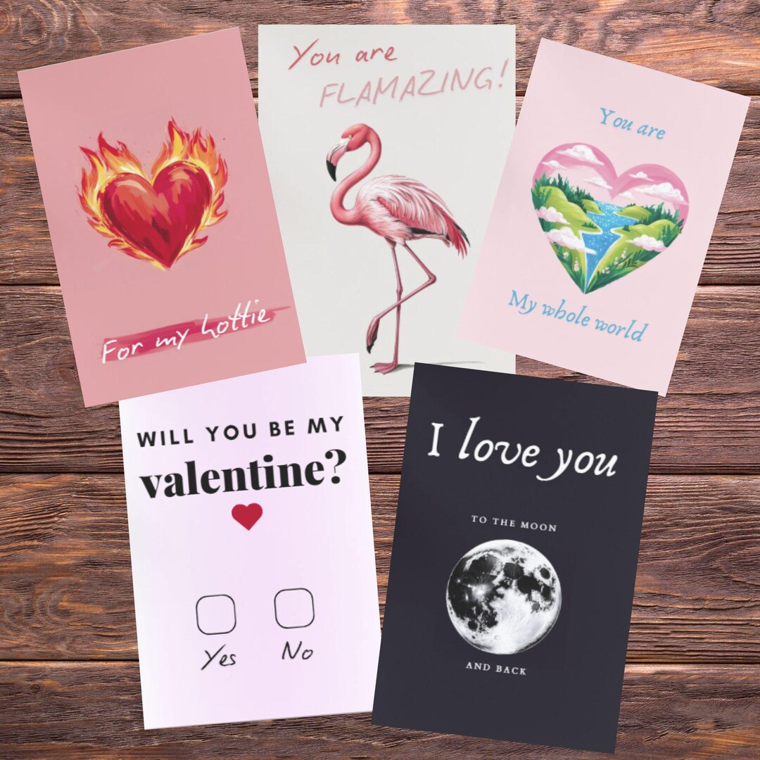 Valentine Cards 5 Pcs Heart Love You Gift Cards | Valentine Gift Card ...