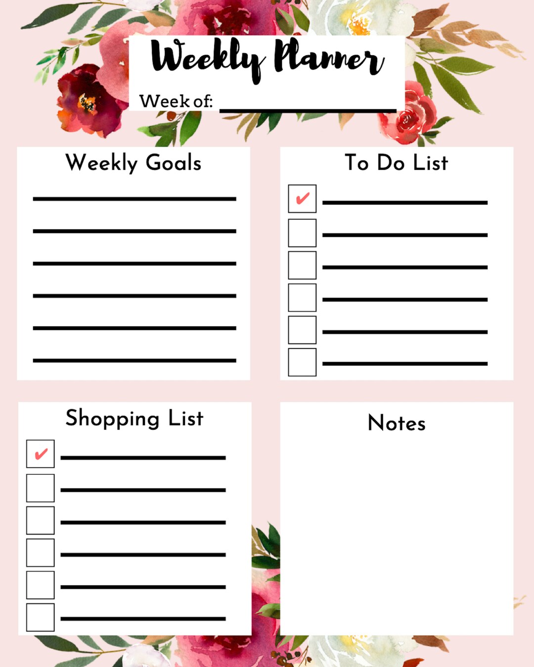 Digital Weekly Planner, Printable, Weekly Agenda, Weekly Schedule ...