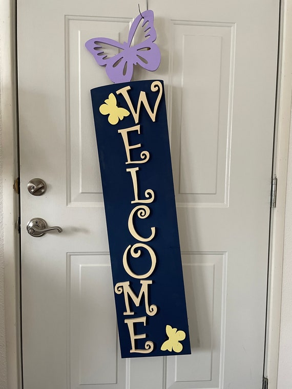 Butterfly Welcome Wood Sign | Etsy