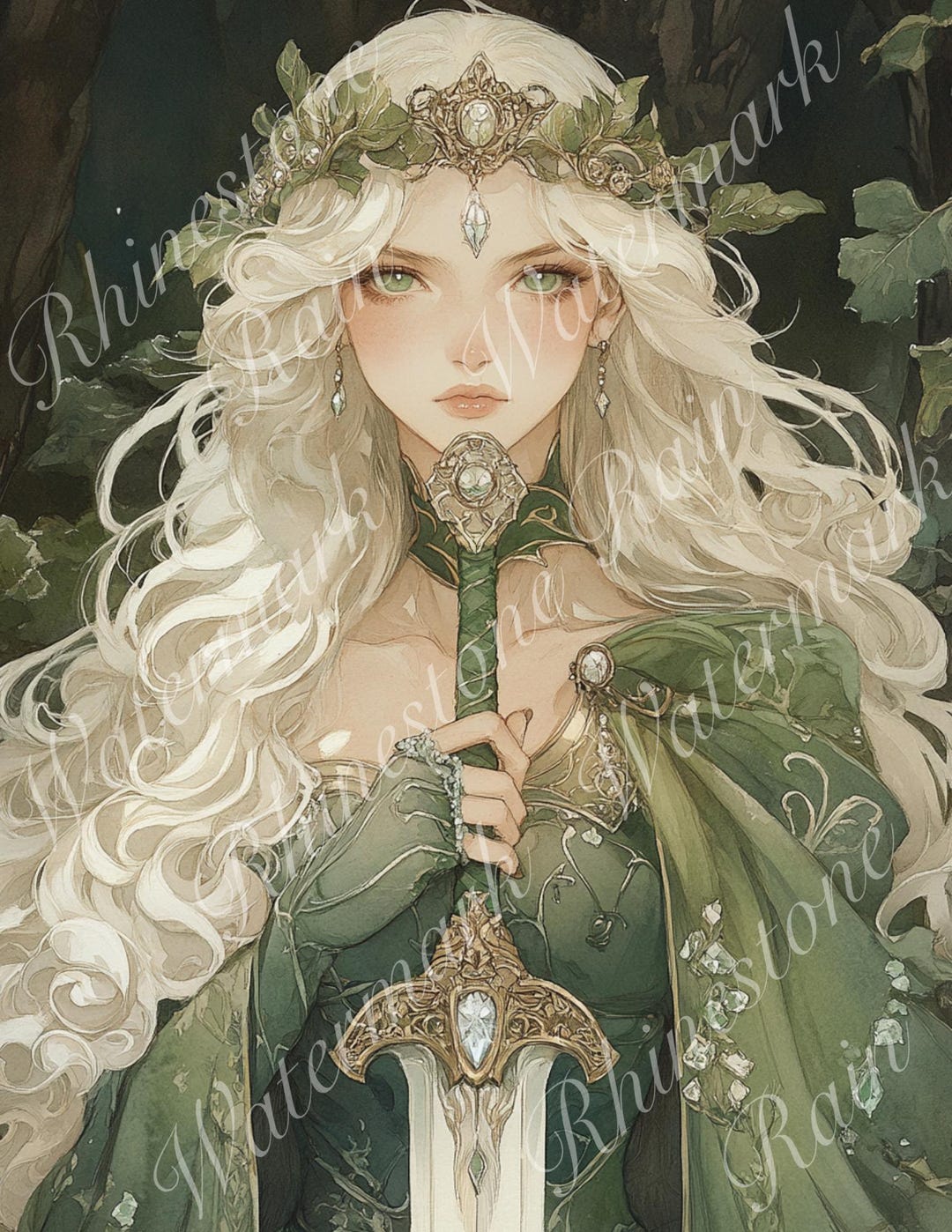Fairy Princess With Sword Art Prints: Fantasy Warrior PNG Set (digital ...