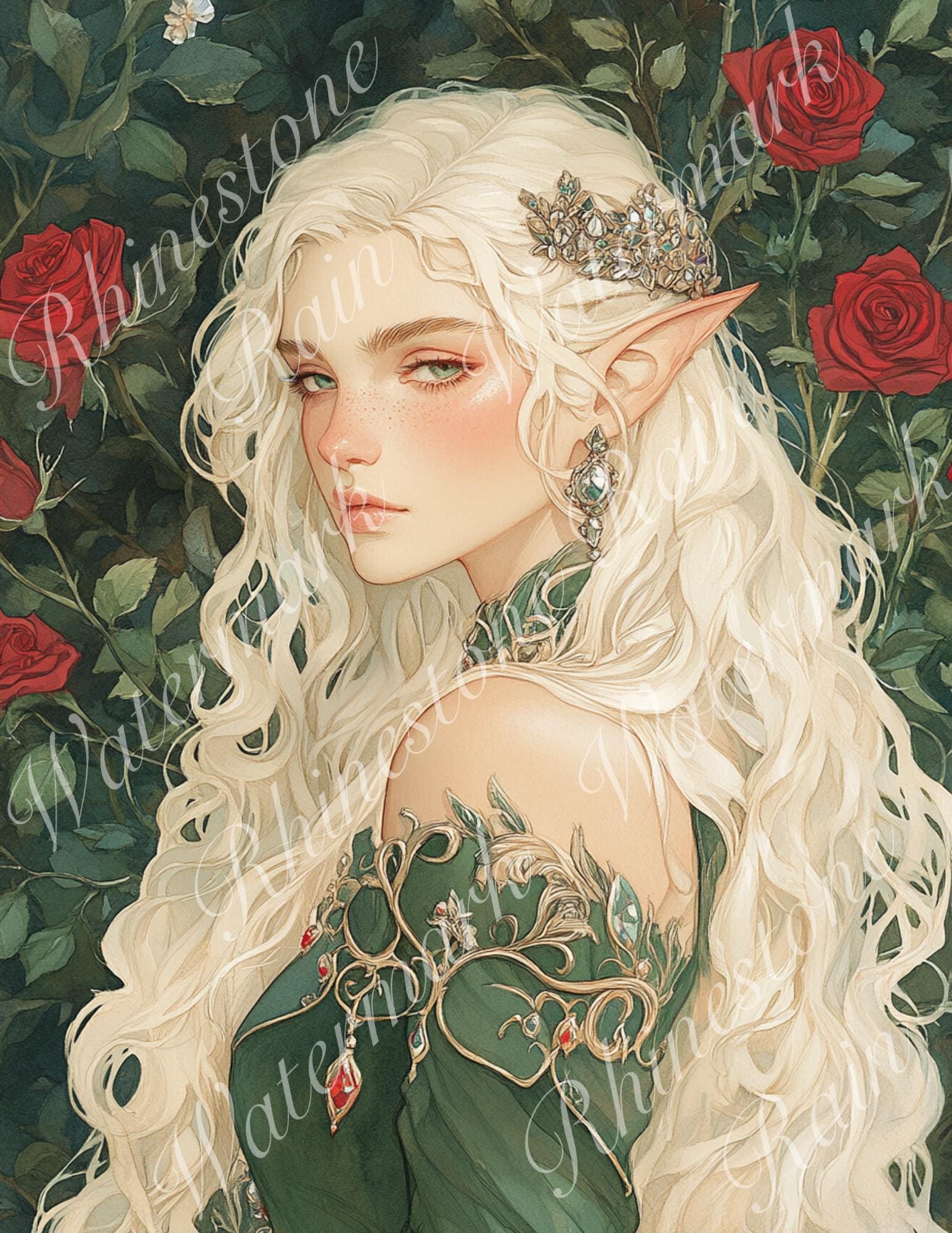 Elf Princess Art Print Set: Whimsical Fantasy Art (8.5x11 PNG Digital ...