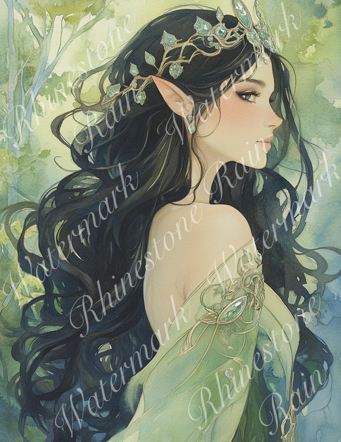 Elf Princess Art Print Set: Whimsical Fantasy Art (8.5x11 PNG Digital ...