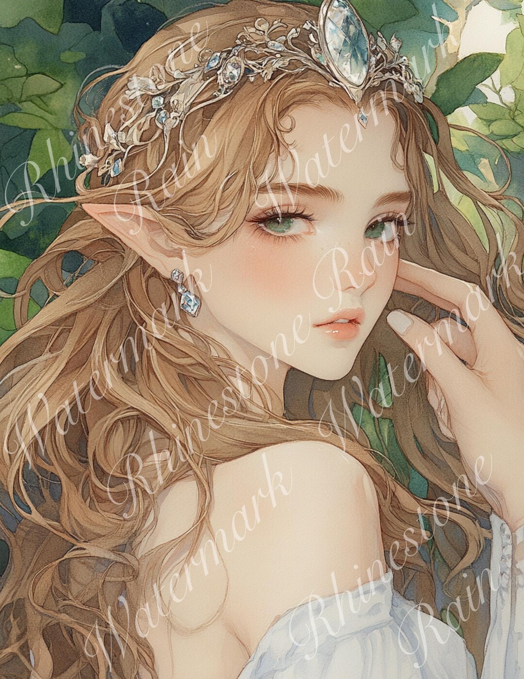 5 PNG Fantasy Female Elf Print Set, Elf Princess Digital Art, Whimsical ...