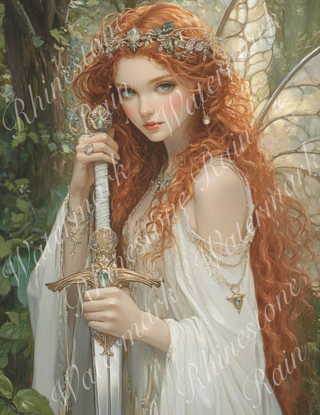 Fairy Princess With Sword Art Prints: Fantasy Warrior PNG Set (digital ...