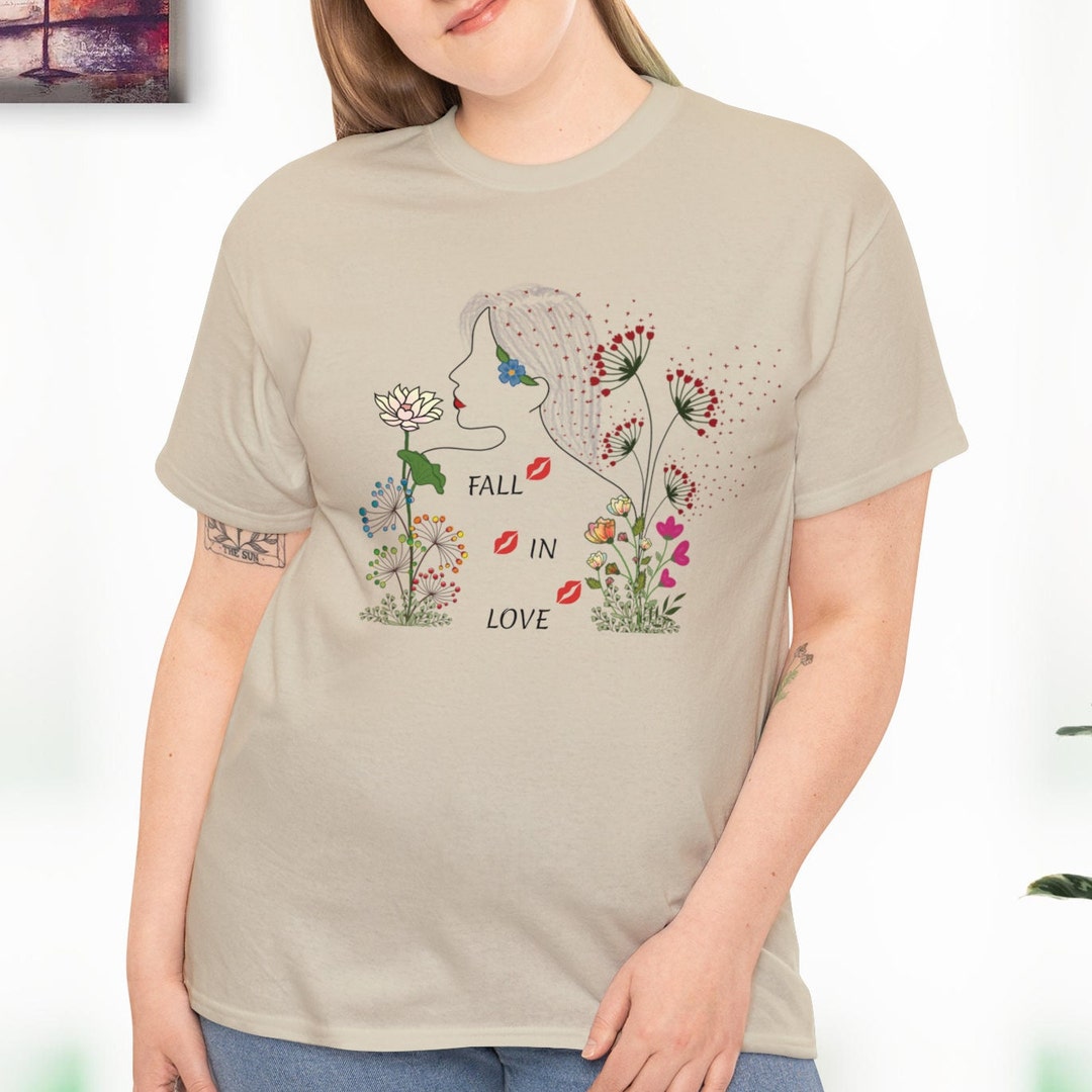 Fall in Love Tee Shirts Design for Women's Shirt Outfit - Etsy
