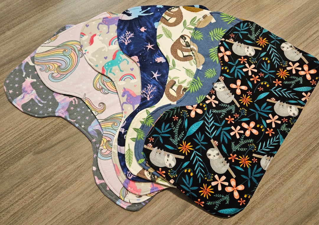 Burp Cloth, Flannel, Unicorns, Mermaids, Sloths, Baby Shower Gift, Absorbent, Burp Rags, Burpees ...