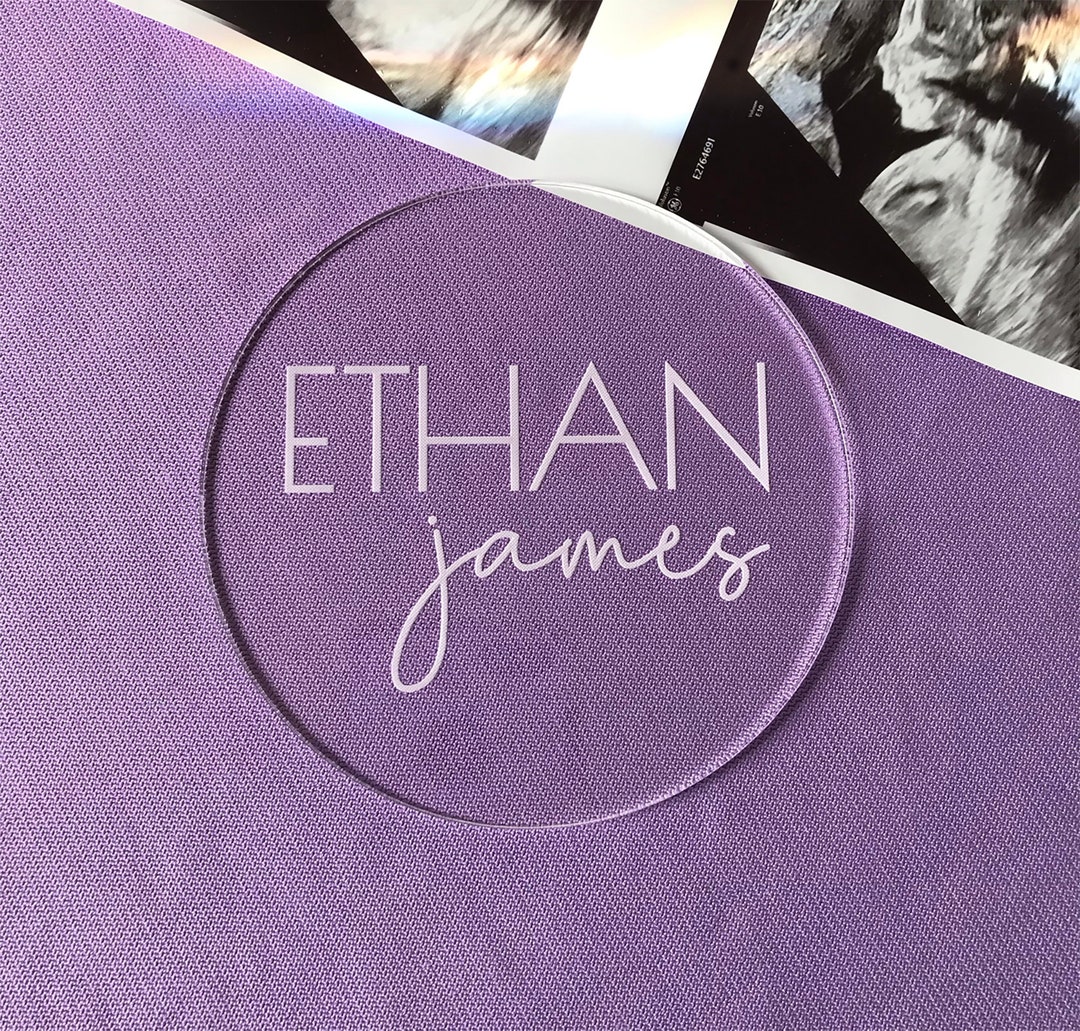 Acrylic Baby Name Sign: Laser Engraved Birth Announcement Photo Prop - Etsy