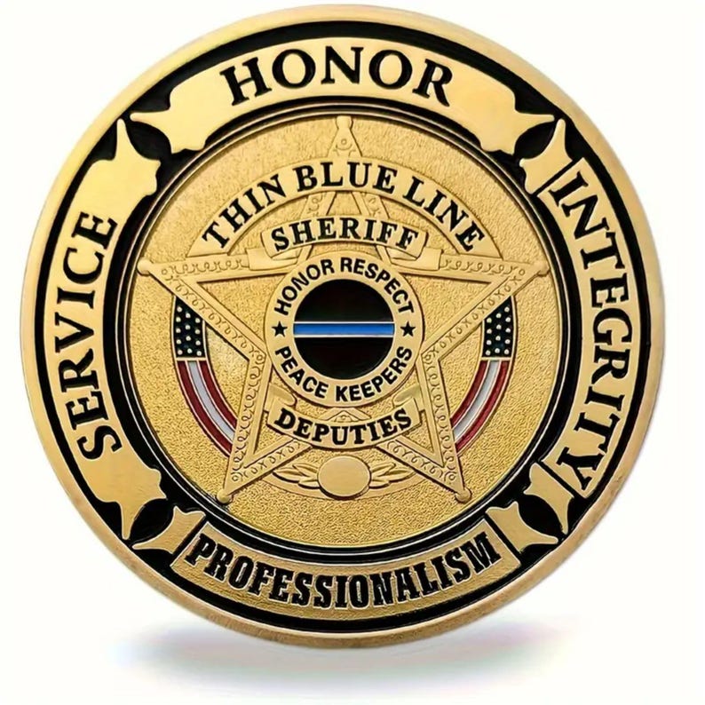 Thin Blue Line Sheriff Challenge Coin - Honor, Integrity ...