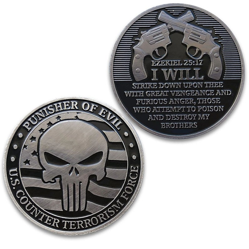 Punisher of Evil Challenge Coin Coin Holder Gift Box - Etsy
